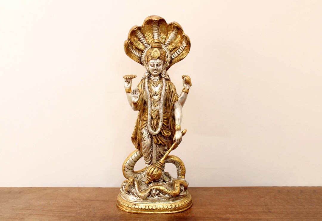 Estatua de Vishnu Dios hindú Mahavishnu Ananta Narayana Escultura Latón ...