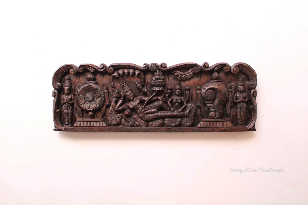 Reclining Vishnu Statue Anatha Shayana Mahavishnu Wall Hanging Panel ...