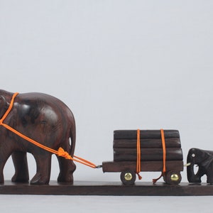 Elephant Carrying Puulling Lumber Logs Statue Small Rosewood Sculpture ...