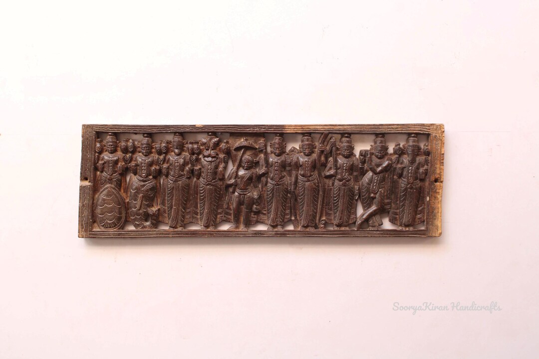 Antique Dashavatara Statue Vishnu Ten Avatar Carving Vintage Hindu Gods ...