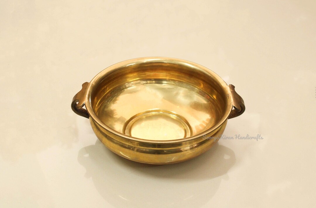 Uruli Brass Flower Bowl Round Vessel Urli Serving Bowl Cookware Living ...