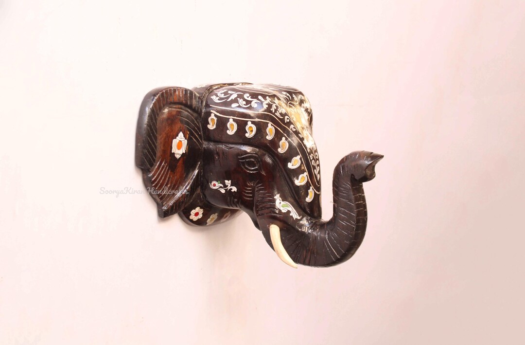 Vintage Elephant Head Wall Sculpture: Asian Art Home Decor (13x9 In) - Etsy