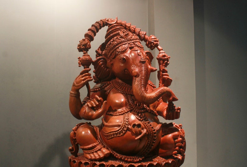 Ganesh Statue Big Wooden Ganesha Sculpture Large Hindu God - Etsy