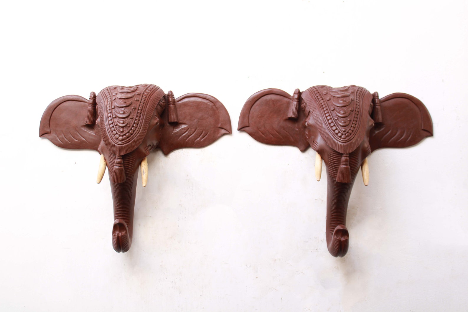 Wall Decor Wall Hanging Elephant Statue Pair (set of 2) Vintage ...