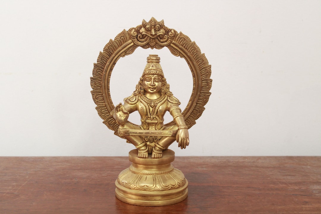 Ayyappa Statue Brass Hindu God Sculpture Home Garden Living Room Decor ...
