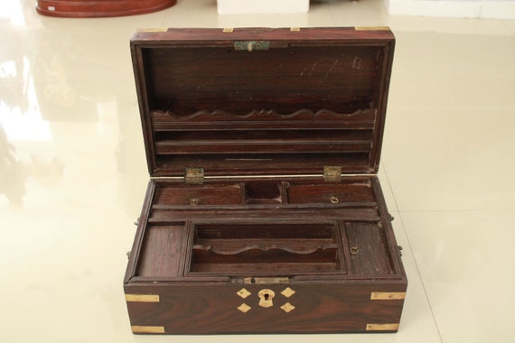 Antique Wooden Box Vintage Rosewood Trunk Trinket Jew… - Gem