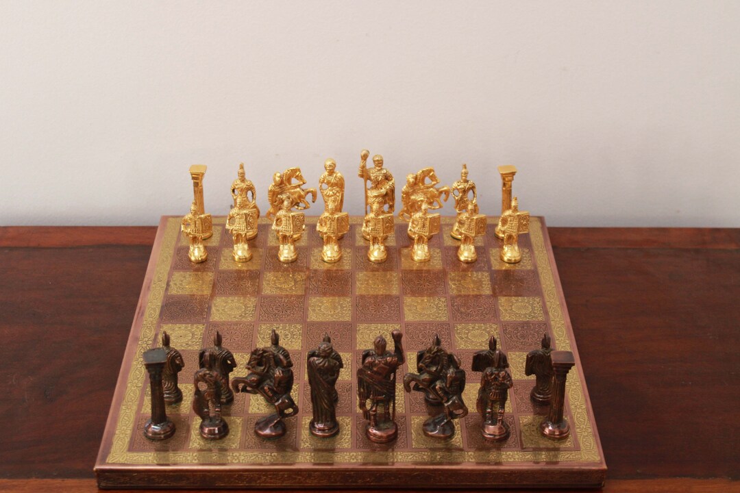 Chess Board Brass Coin Exclusive Royal Chess Table Portable Box Vintage ...