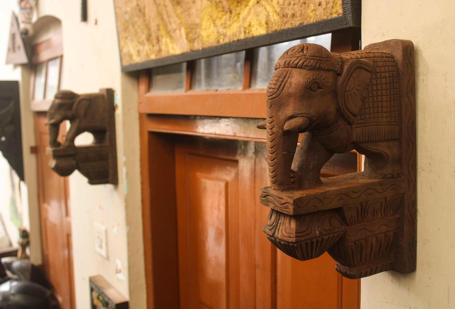 Elephant Wall Bracket Pair Wooden Corbel Set of Two Elephant - Etsy