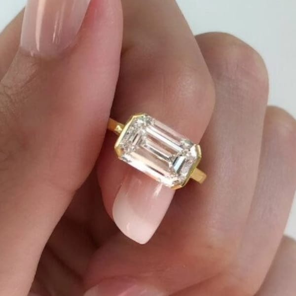 Emerald Cut East West Diamond Ring - Etsy