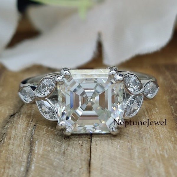 Asscher Cut Moissanite Rings - Etsy