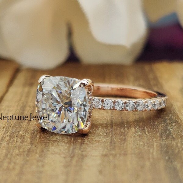 Rose Gold Cushion Cut Ring - Etsy