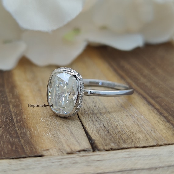 2.50 CT Elongated Cushion Crushed Ice Cut Engagement Ring / - Etsy