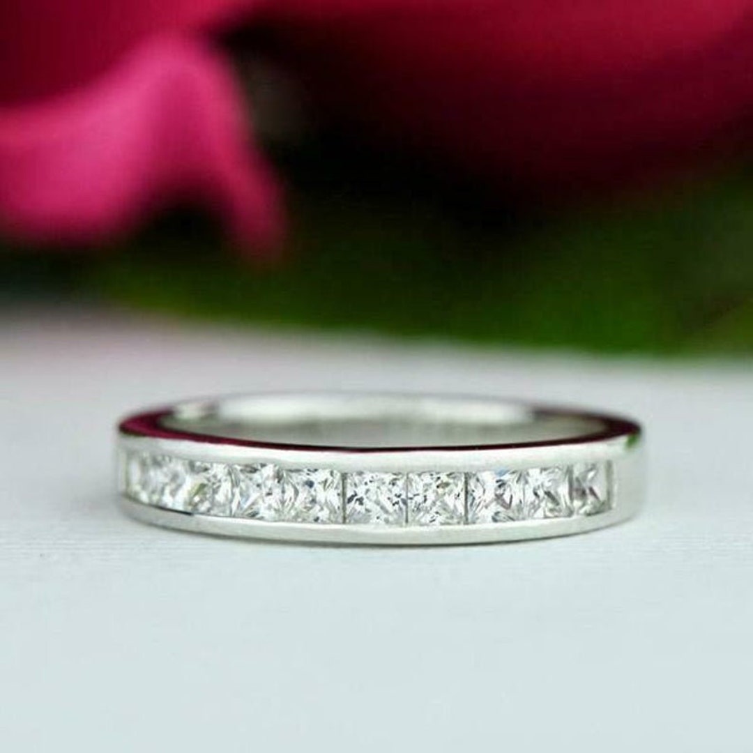 Princess Cut Diamond Wedding Band / Stackable Princess Cut Diamond ...
