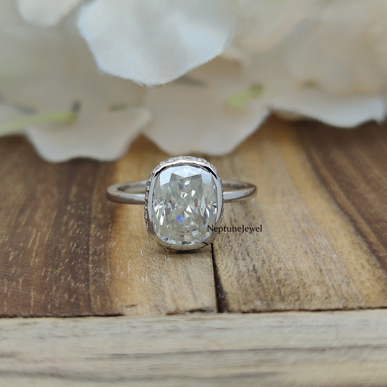 2.50 CT Elongated Cushion Crushed Ice Cut Engagement Ring / - Etsy