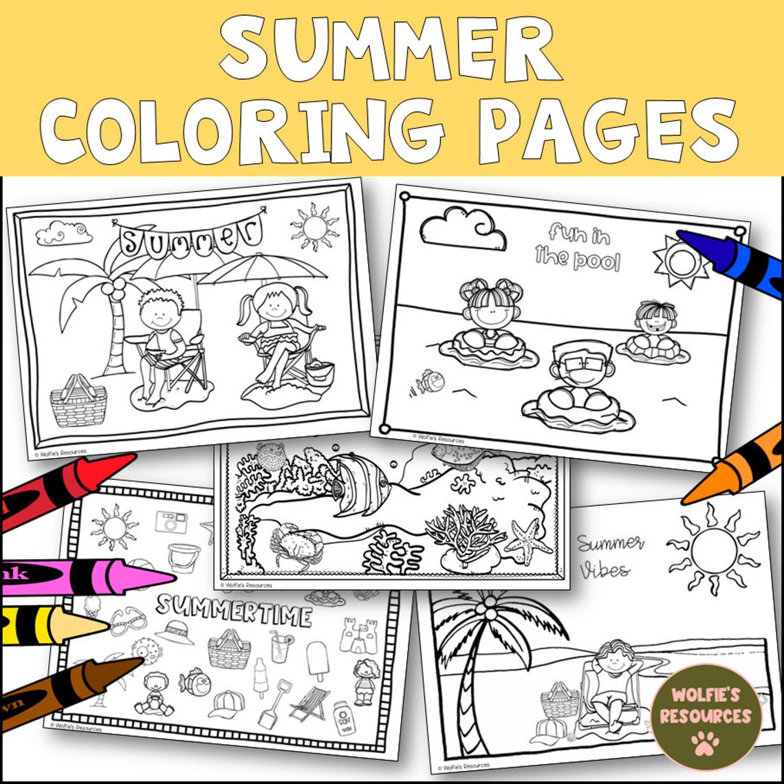 Summer Themed Coloring Pages | Coloring Sheets | Summer | Homeschool - Etsy