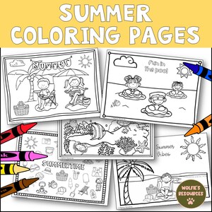 Summer Themed Coloring Pages | Coloring Sheets | Summer | Homeschool - Etsy