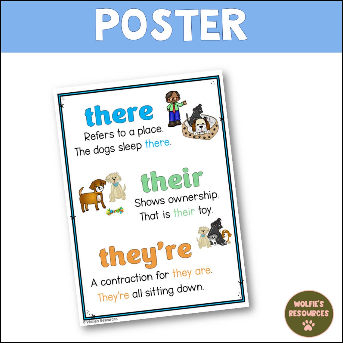 There Their They're Poster Bookmarks Worksheet - Etsy