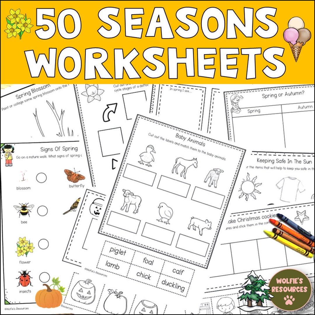 50 Four Seasons of the Year Worksheets, Spring, Summer, Fall, Winter ...