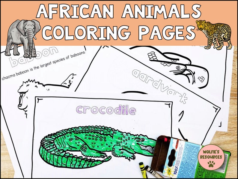 Animals of the African Savanna Coloring Pages - Etsy