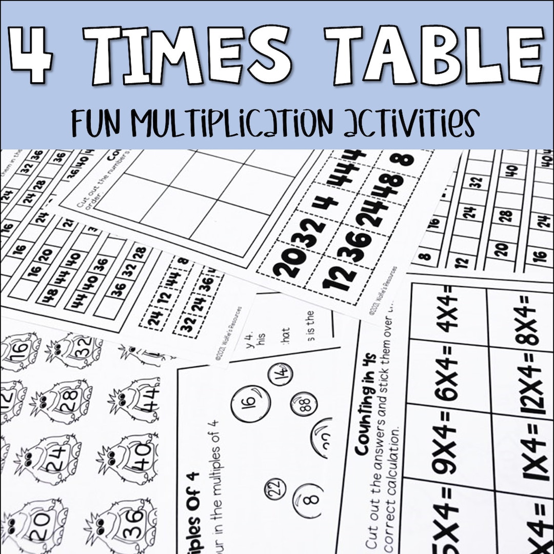 4 Times Tables Worksheets and Activities - Etsy