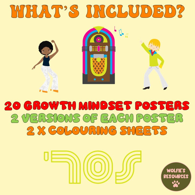 Growth Mindset Posters and Colouring 70s Themed - Etsy
