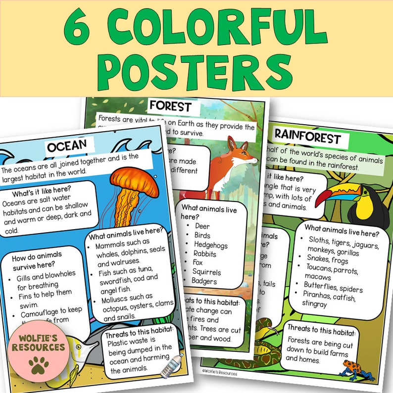 Animals and Habitats Activities, Printables, Worksheets, Posters ...