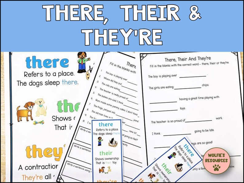 There Their They're Poster Bookmarks Worksheet - Etsy