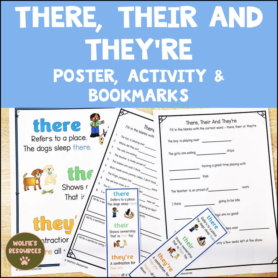 There Their They're Poster Bookmarks Worksheet - Etsy
