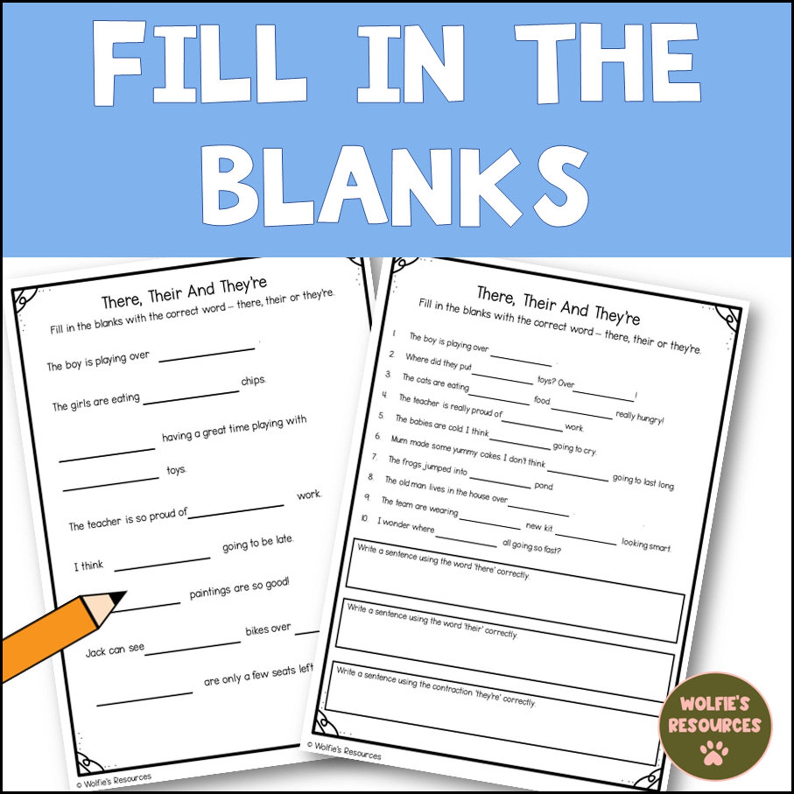 There Their They're Poster Bookmarks Worksheet - Etsy