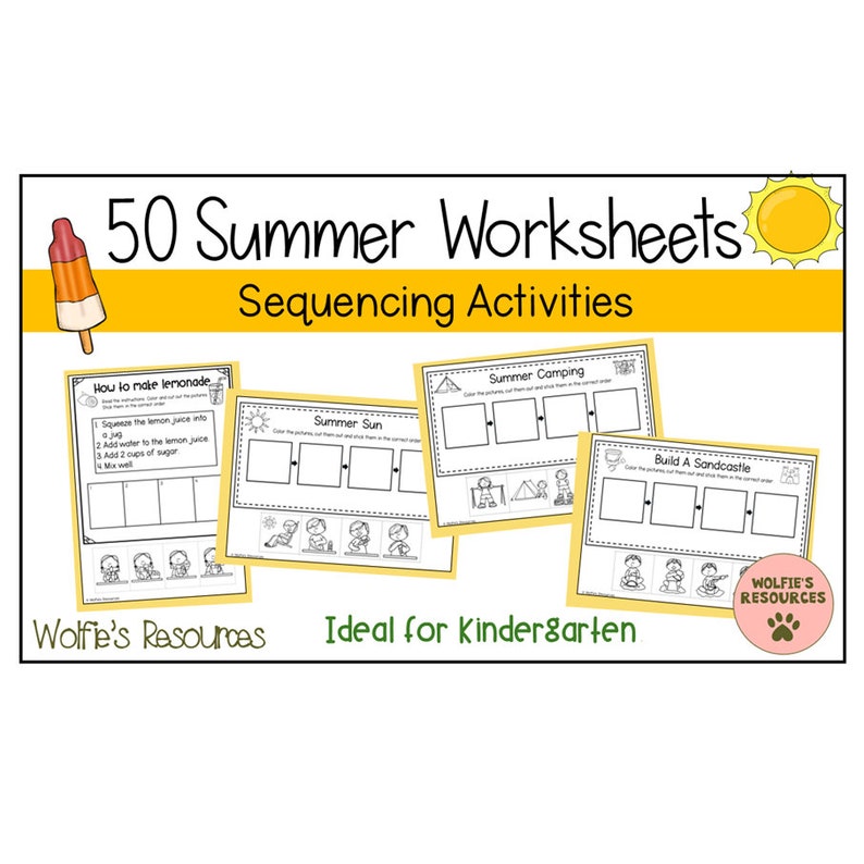 50 Summer Kindergarten Worksheets: Coloring, Math, English Activities ...
