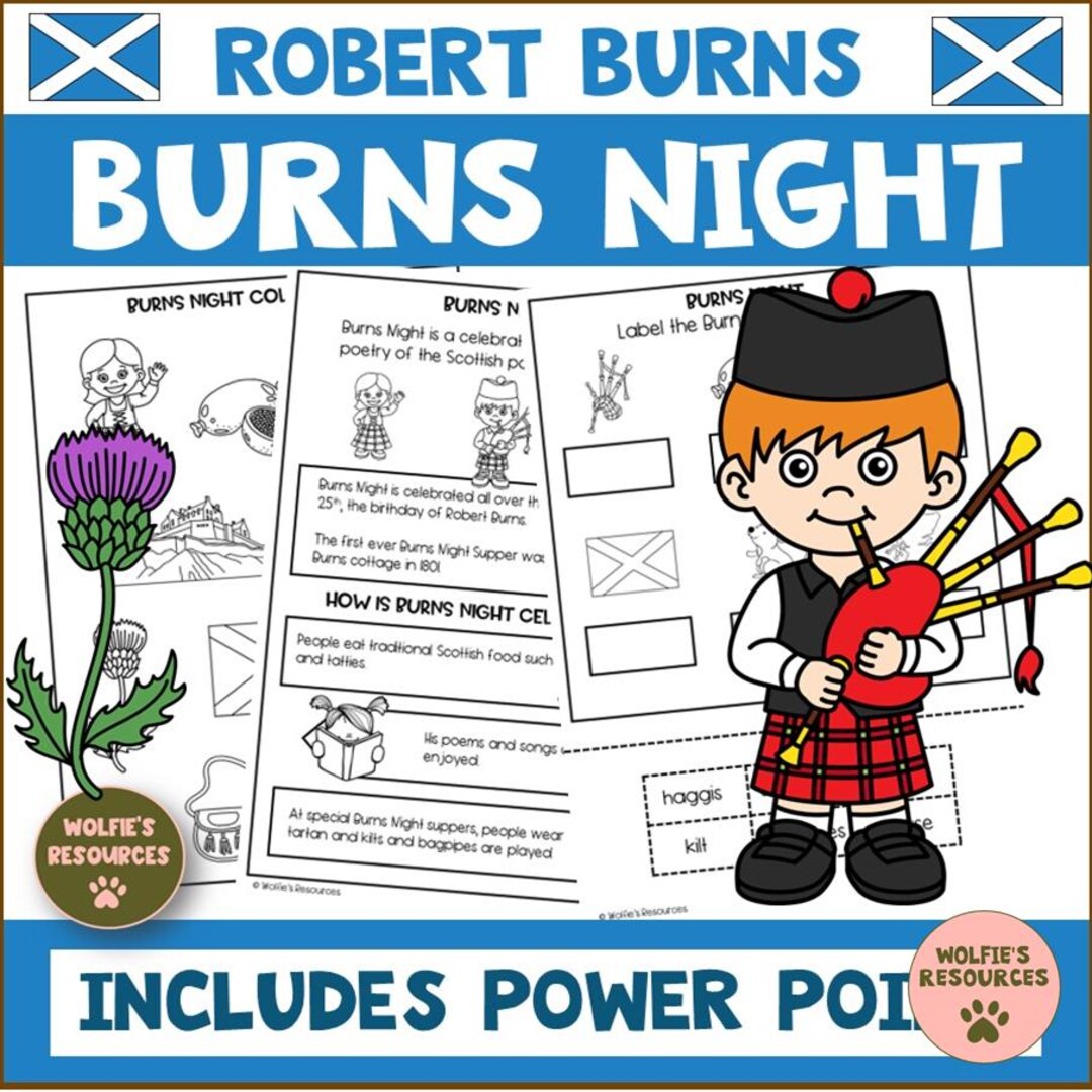 Burns Night Activities: Robert Burns, Scotland - Grades K-2 - Etsy