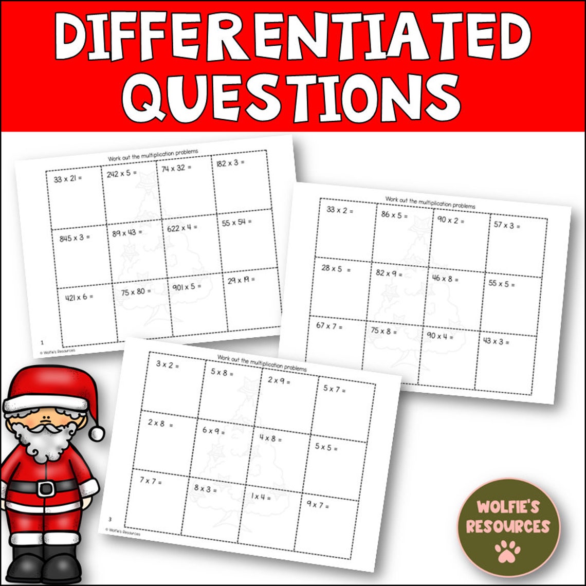 Christmas Math Multiplication Coloring Puzzle 4th Grade. No Prep. - Etsy