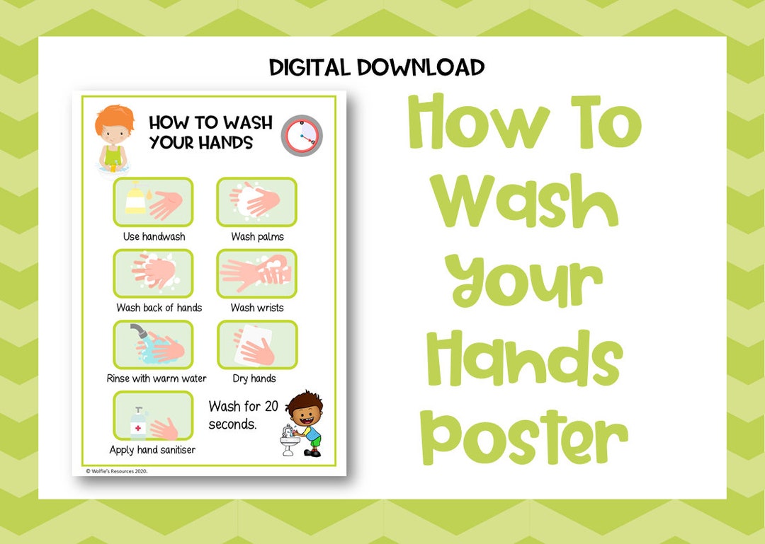 How to Wash Your Hands Poster - Etsy