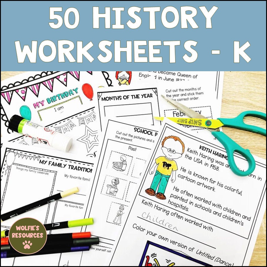 50 History Printable Worksheets for Kindergarten and Homeschool - Etsy