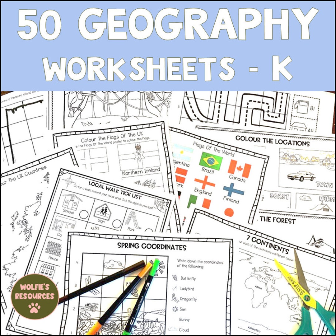 50 Geography Worksheets for Kindergarten and Homeschool - Etsy