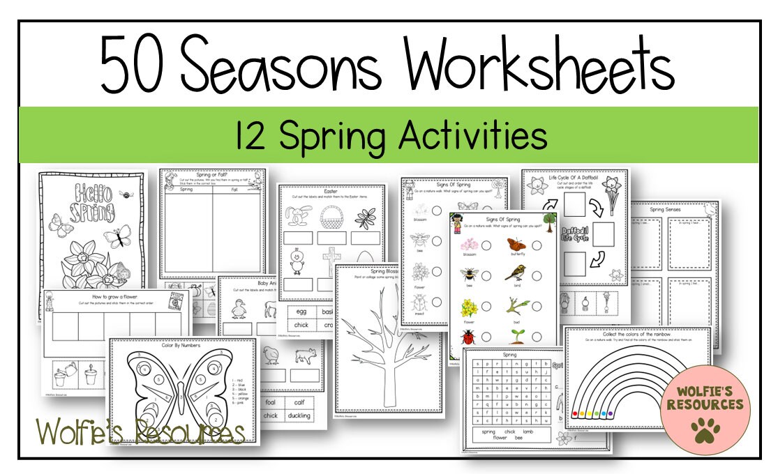 50 Four Seasons of the Year Worksheets, Spring, Summer, Fall, Winter ...