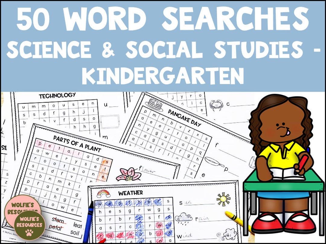 50 Science and Social Studies Word Searches for Kindergarten - Etsy