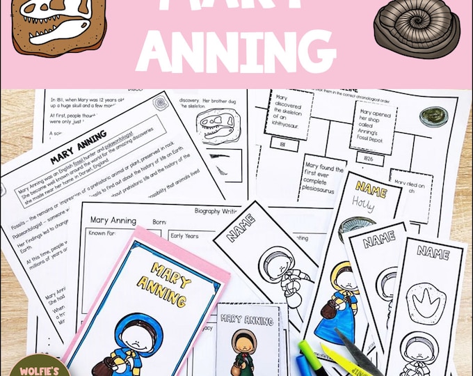 Mary Anning and Fossil Cliffs Linocut History of Paleontology, Women in ...