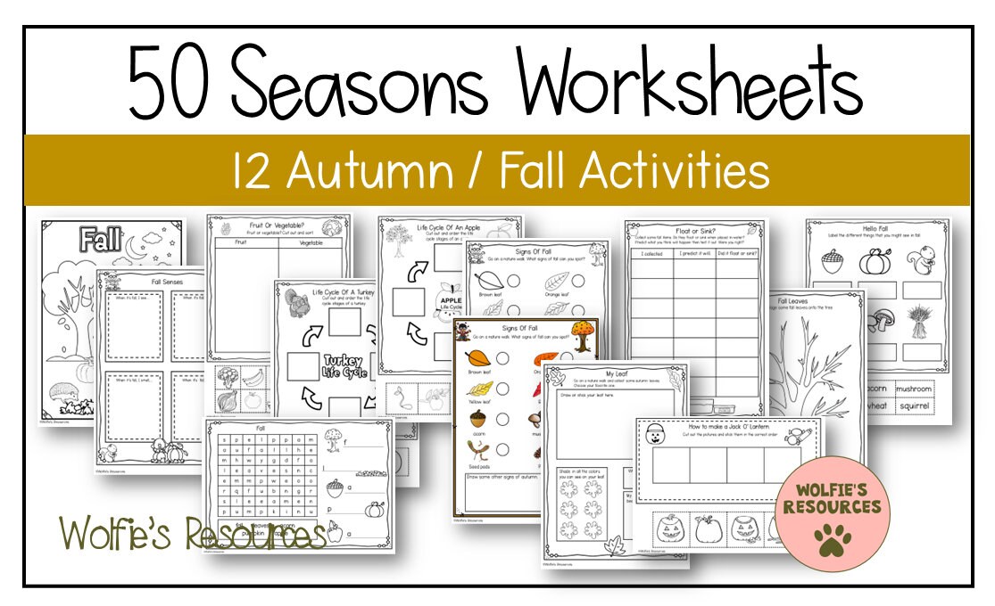 50 Four Seasons of the Year Worksheets, Spring, Summer, Fall, Winter ...