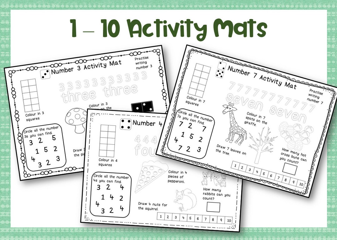 Numbers 1-10 Activity Mats - Etsy