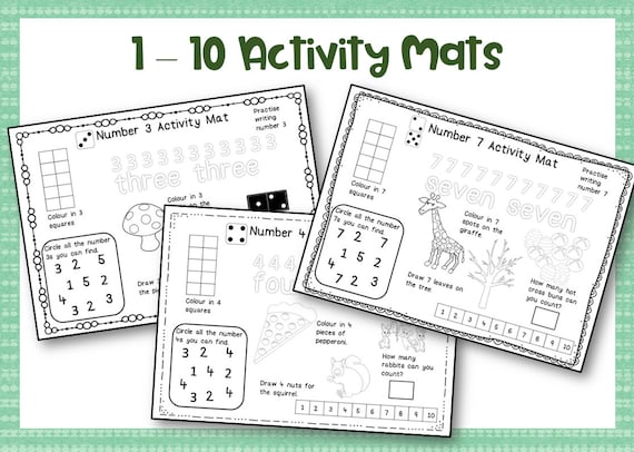 Numbers 1-10 Activity Mats - Etsy