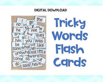 Printable PDF Key Tricky Words All Phases Large A6 Flash Cards EYFS KS1 ...