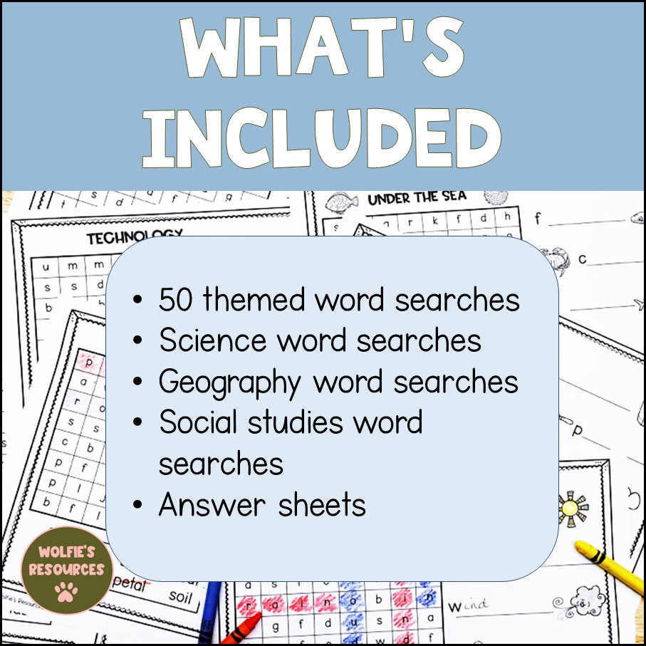 50 Science and Social Studies Word Searches for Kindergarten and ...