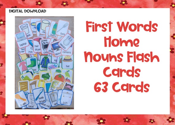 Noun Flash Cards Home Themed | Etsy