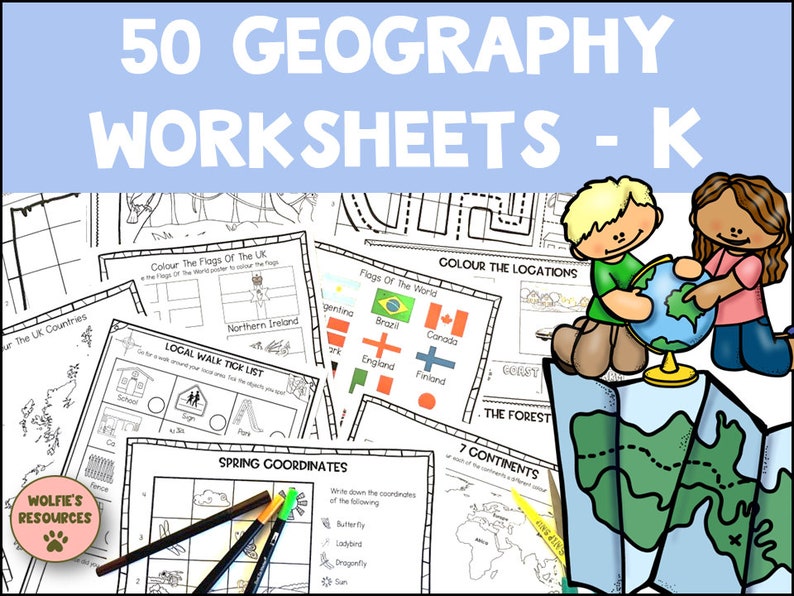 50 Geography Worksheets for Kindergarten - Etsy