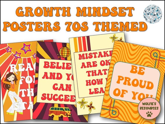 Growth Mindset Posters and Colouring 70s Themed | Etsy