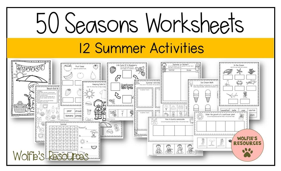 50 Four Seasons of the Year Worksheets, Spring, Summer, Fall, Winter ...