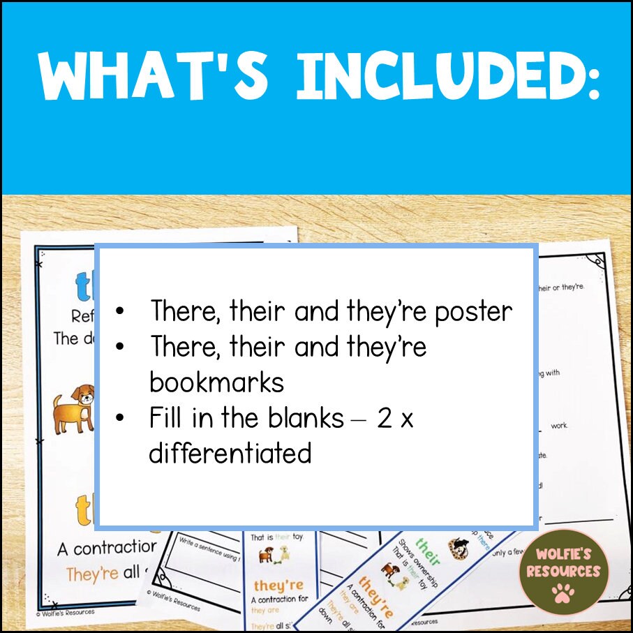 There Their They're Poster Bookmarks Worksheet - Etsy