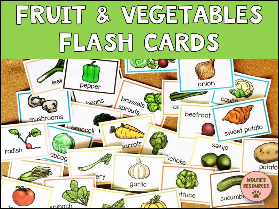 Fruit and Vegetables Flash Cards EFL ESL ELL Speech - Etsy