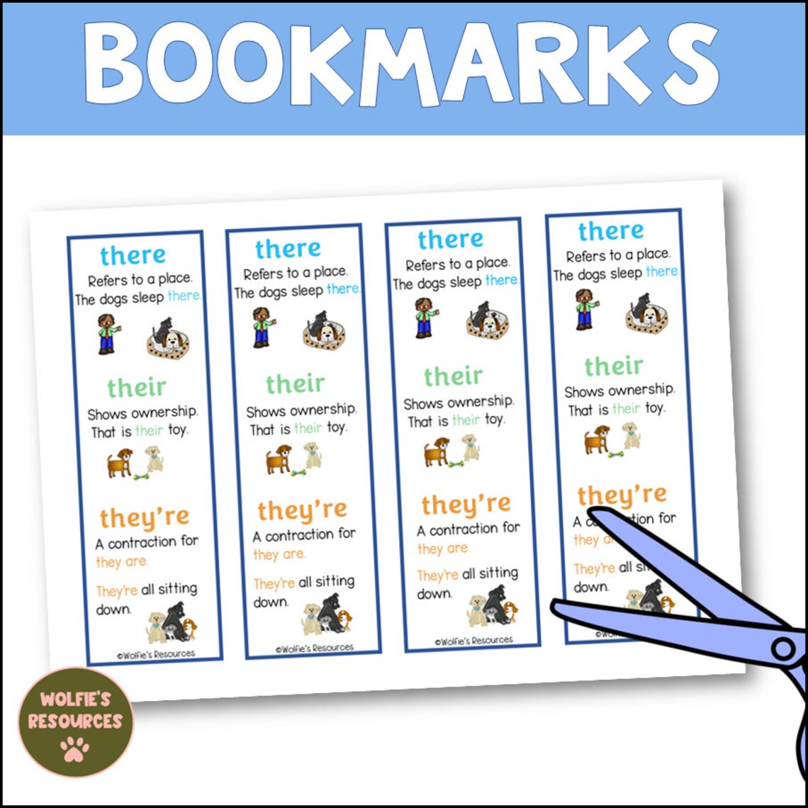 There Their They're Poster Bookmarks Worksheet - Etsy